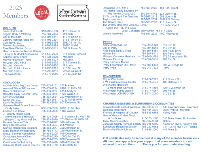 City of McLouth > Things To Do > Local Shopping - Chamber