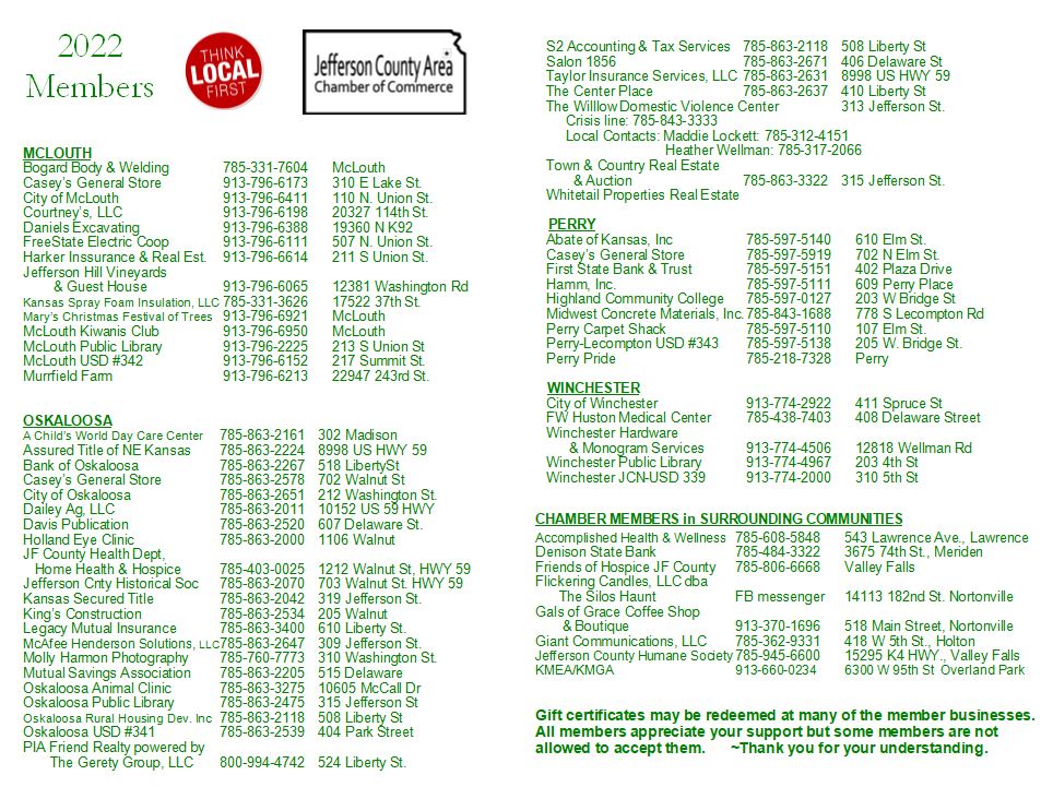 City of McLouth > Things To Do > Local Shopping - Chamber